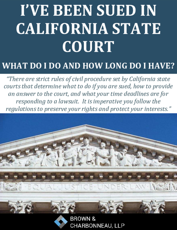 (PDF) I've Been Sued In California State Court - What Do I Do and How ...