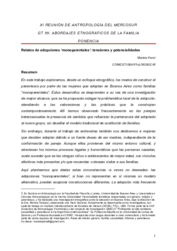 (DOC) Relatos de adopciones ‘monoparentales’: tensiones y potencialidades