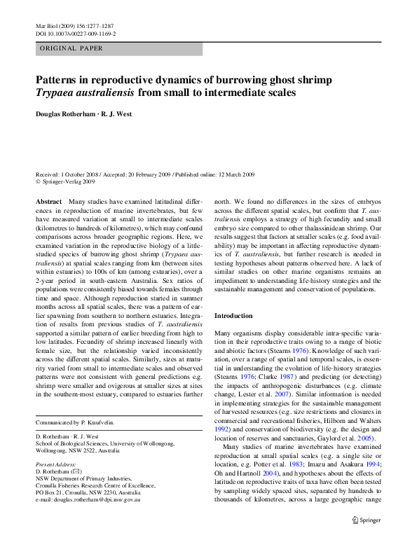 (PDF) Patterns in reproductive dynamics of burrowing ghost shrimp ...