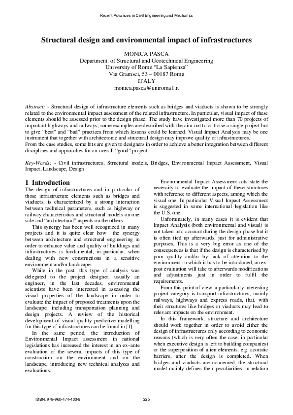 (PDF) Structural design and environmental impact of infrastructures