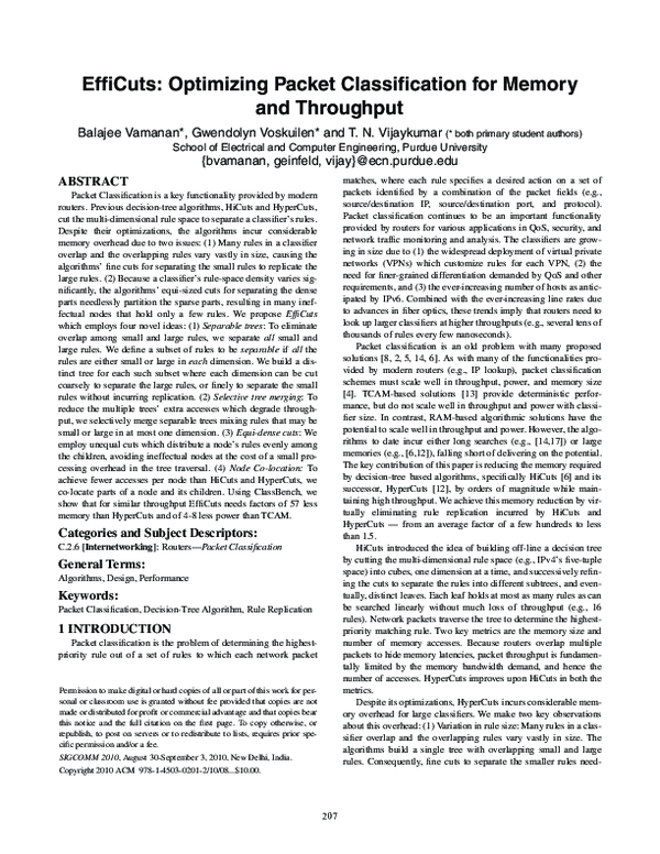 (PDF) EffiCuts: optimizing packet classification for memory and throughput