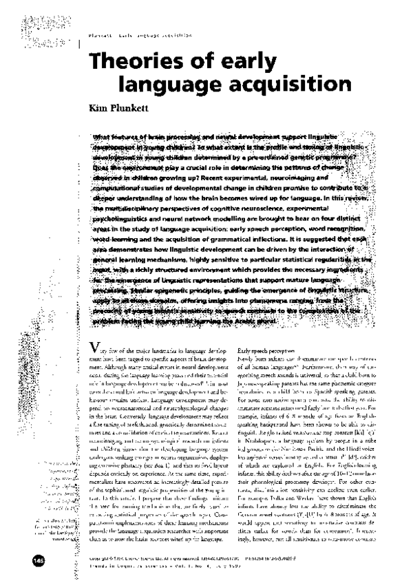 (PDF) Theories of early language acquisition