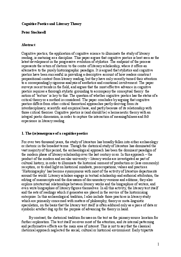 (DOC) 'Cognitive poetics and literary theory'