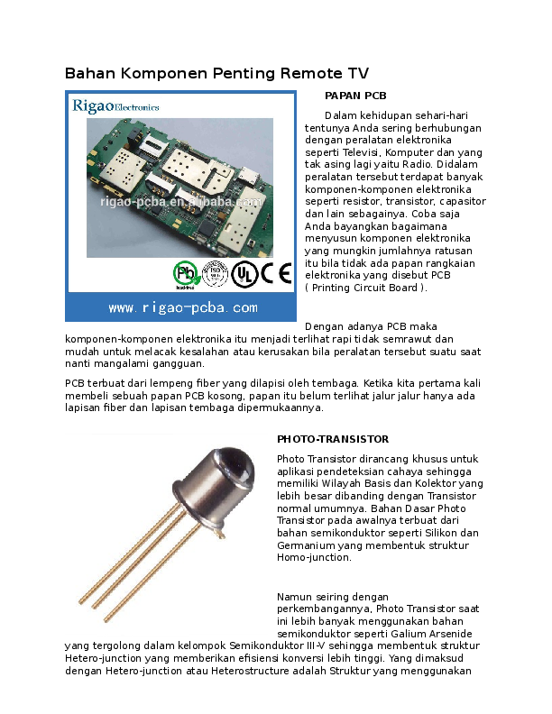 (DOC) Bahan Komponen Penting Remote TV
