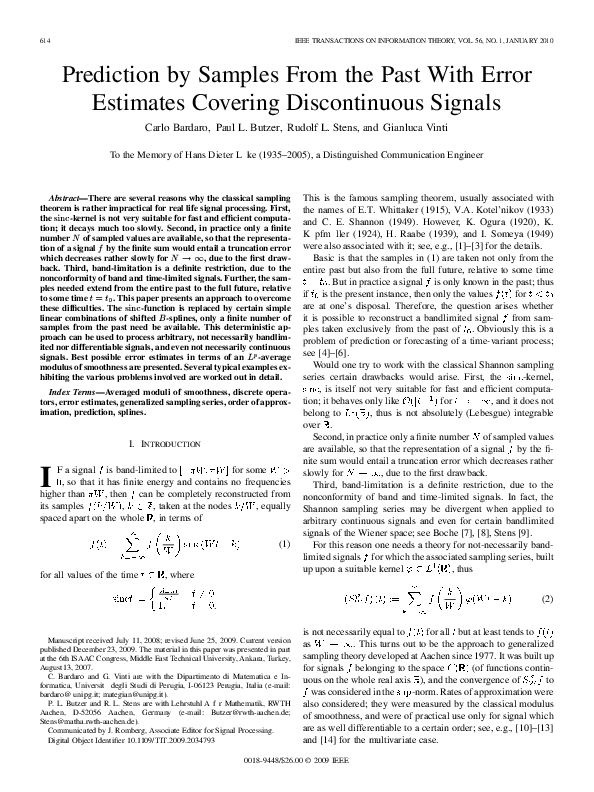 (PDF) Prediction by Samples From the Past With Error Estimates Covering ...