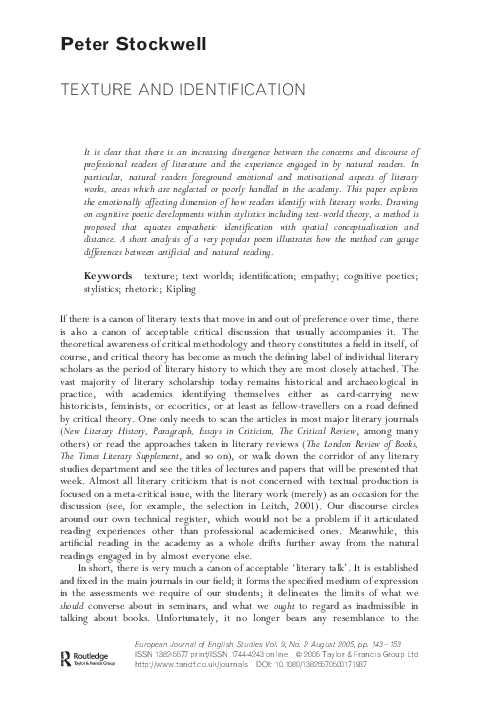 (PDF) 'Texture and identification'