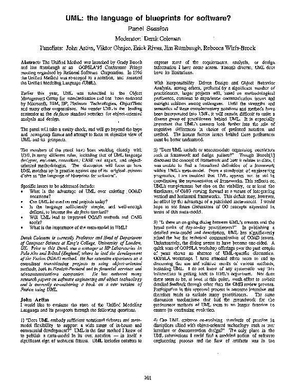 (PDF) UML: The language of blueprints for software?