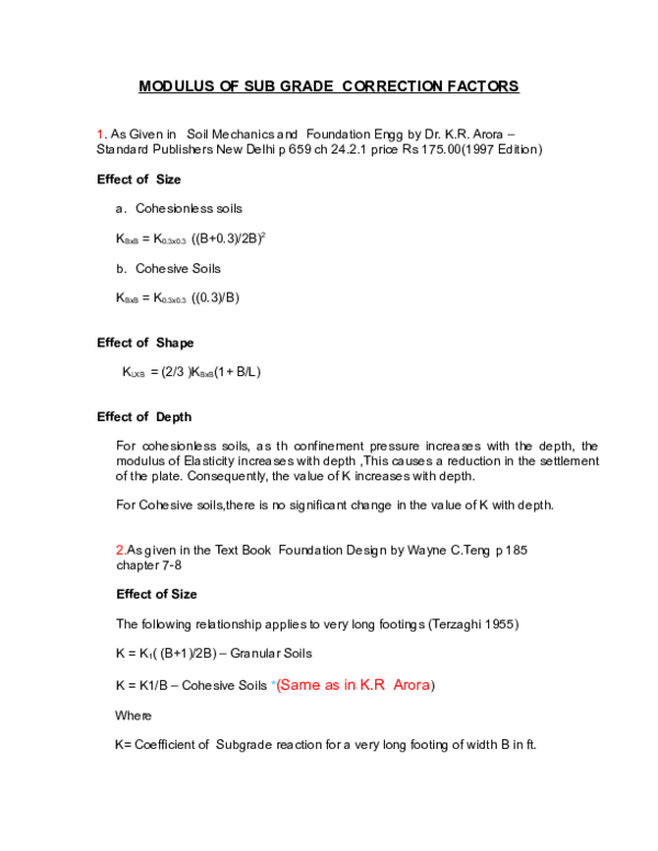 (DOC) MODULUS OF SUB GRADE CORRECTION FACTORS