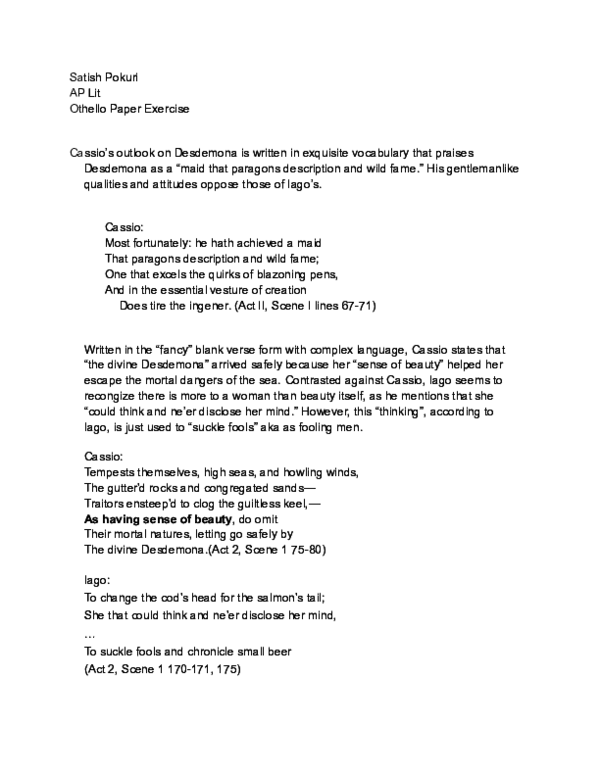 (DOC) A Literary Analysis of Othello