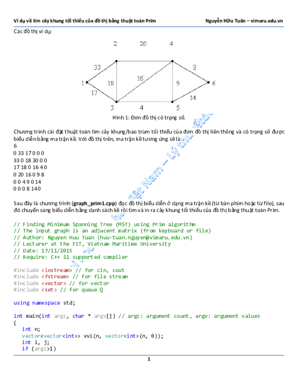 Pdf Prim Algorithm For Finding Mst Nguyen Huu Tuan Vn