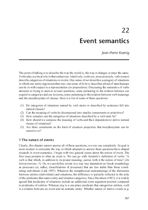 (PDF) Event semantics