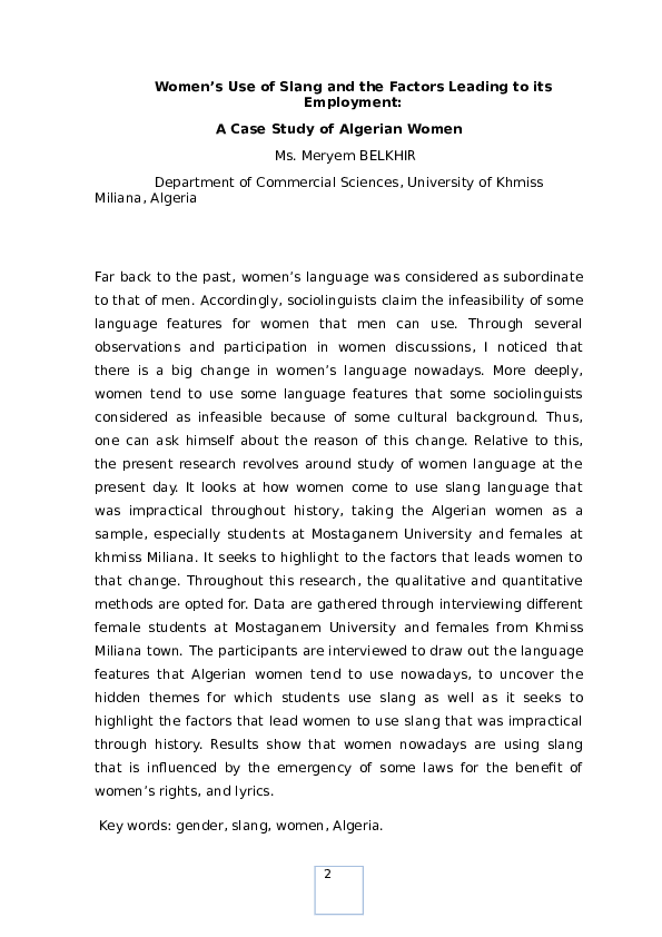 (DOC) Women Use of Slang