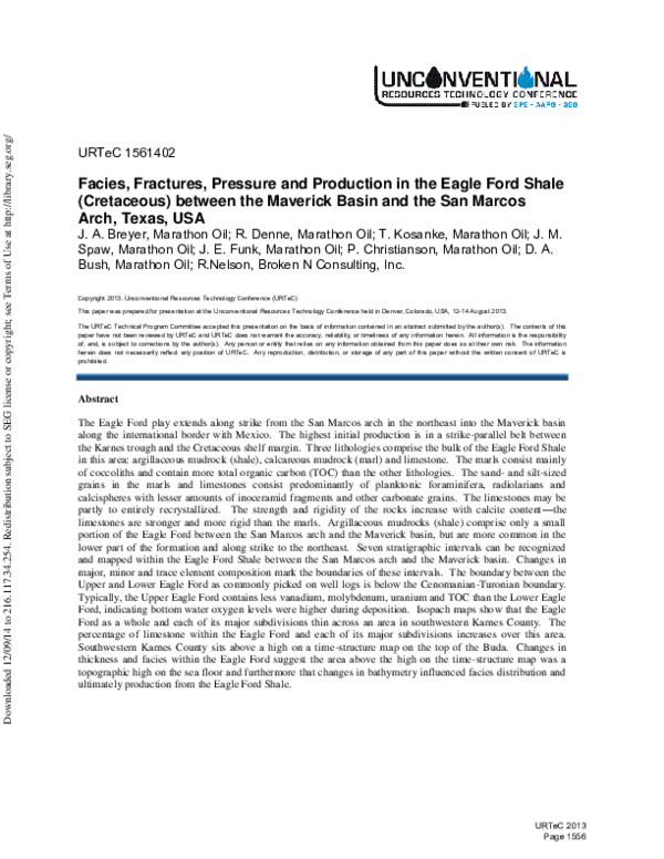 (PDF) Facies, Fractures, Pressure and Production in the Eagle Ford ...