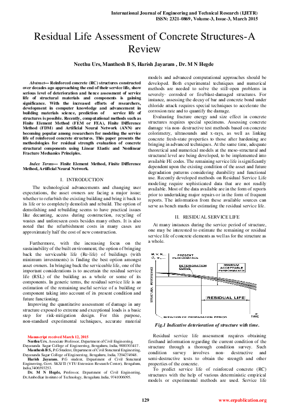 (PDF) Residual Life Assessment of Concrete Structures-A Review
