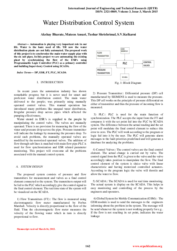 (PDF) Water Distribution Control System
