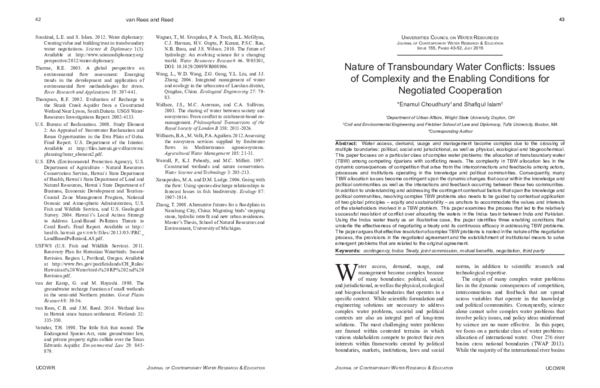 (PDF) Nature of Transboundary Water Conflicts: Issues