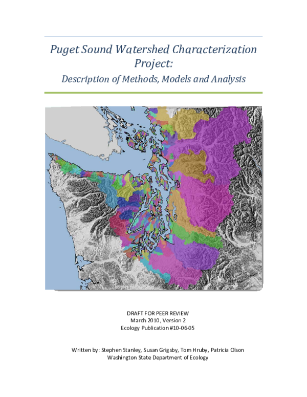 (PDF) Puget Sound Watershed Characterization Project: Description of Methods, Models and Analysis