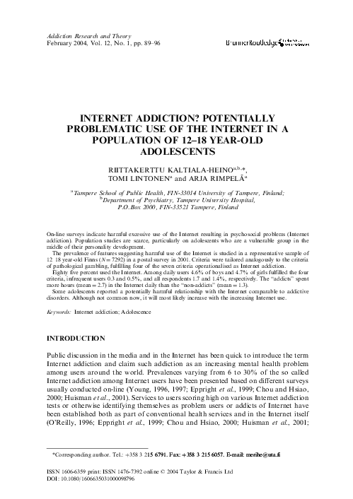(PDF) Internet addiction? Potentially problematic use of the Internet ...