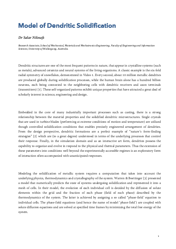 (PDF) Model of Dendritic Solidification