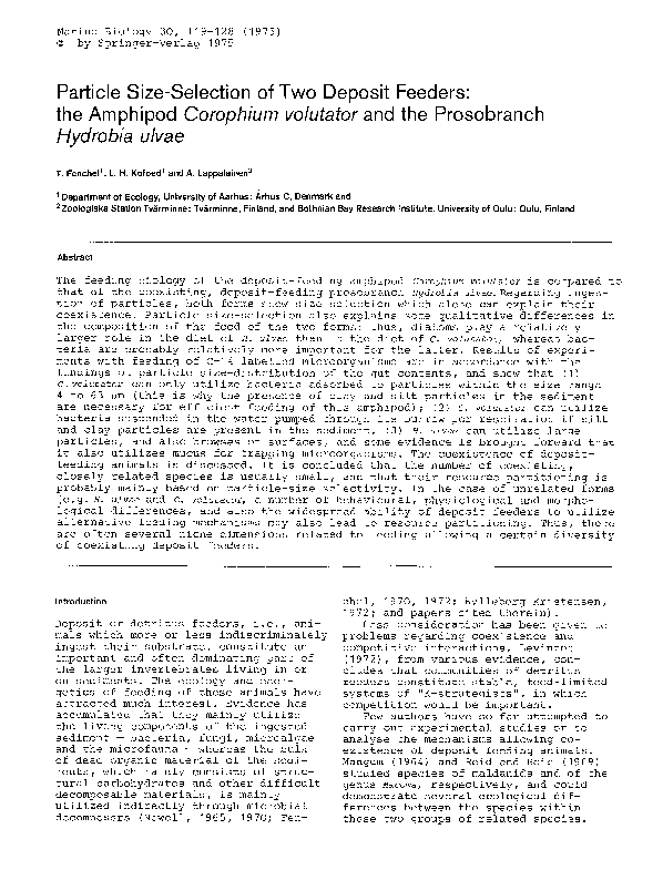 (PDF) Particle size-selection of two deposit feeders: the amphipod ...