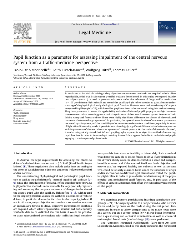 (PDF) Pupil function as a parameter for assessing impairment of the ...