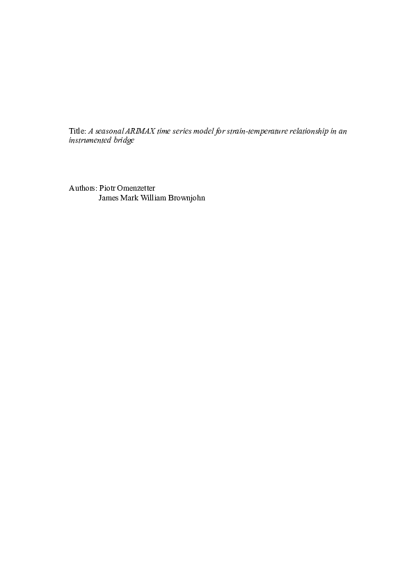 Doc A Seasonal Arimax Time Series Model For Strain Temperature