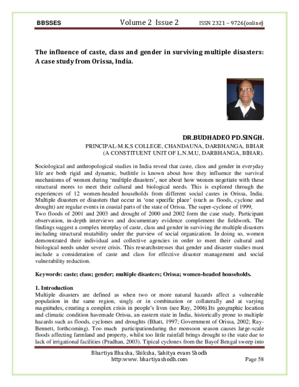 The influence of caste, class and gender in surviving multiple ...