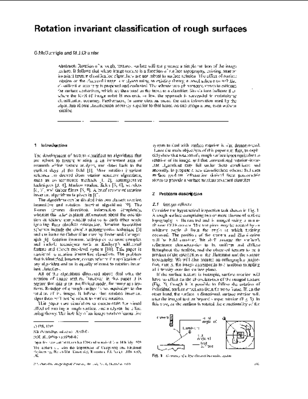 (PDF) Robust Rotation-Invariant Surface Classification (PDF) Robust Rotation-Invariant Surface Classification