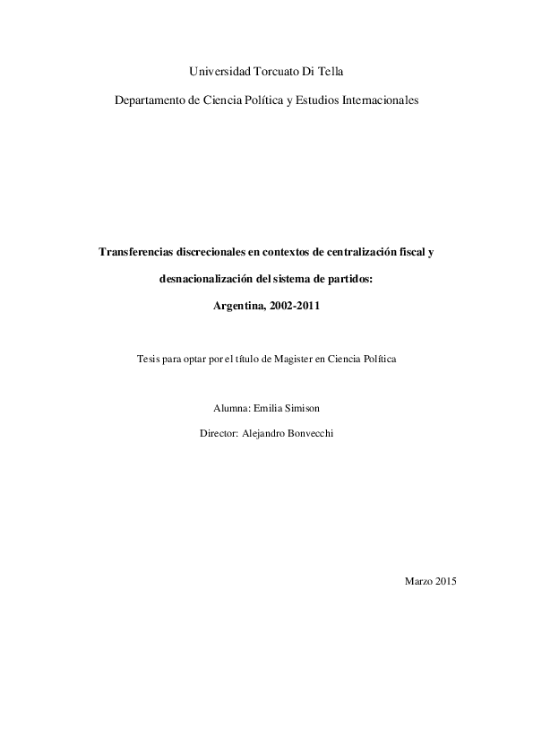 (PDF) “Transferencias discrecionales en contextos de centralización fiscal y desnacionalización ...