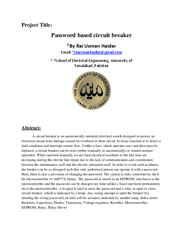 (PDF) Password based circuit breaker