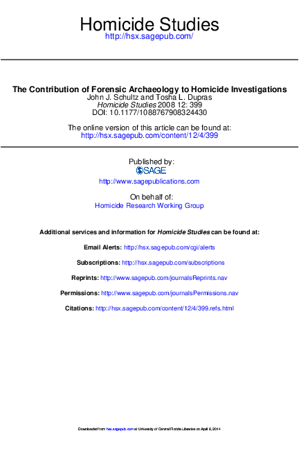 (PDF) The Contribution of Forensic Archaeology to Homicide Investigations