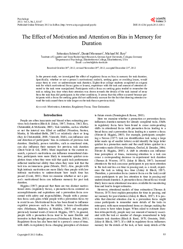 (PDF) The effect of motivation and attention on bias in memory for ...