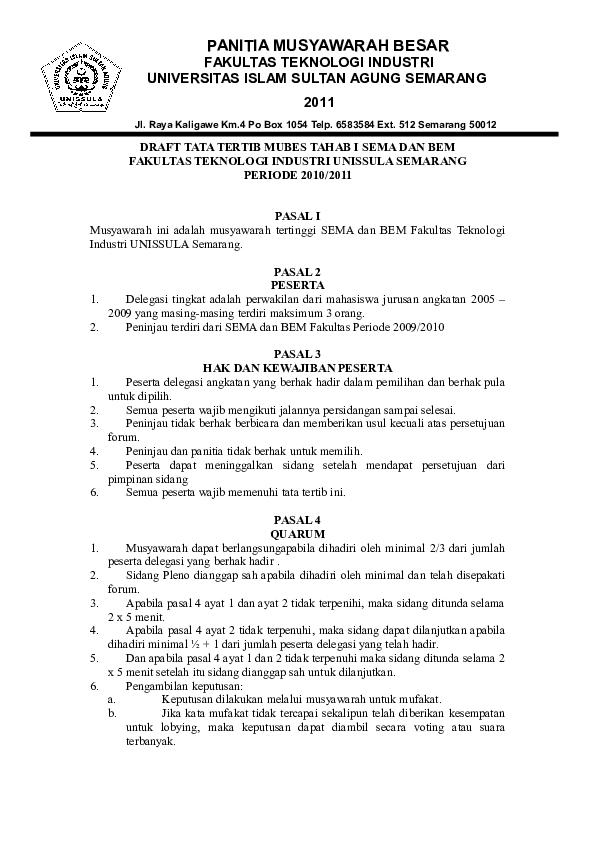 (DOC) DRAFT TATA TERTIB MUBES SEMA DAN BEM