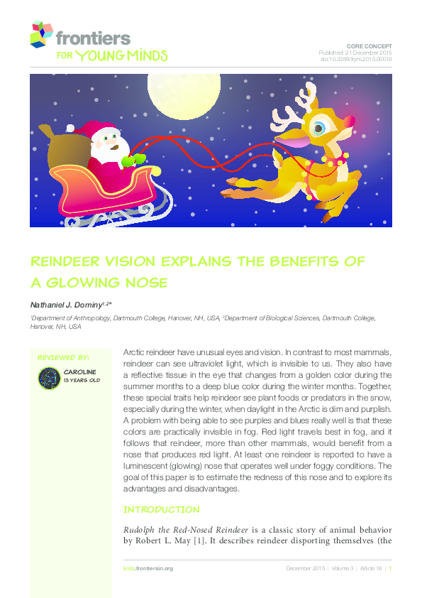 (PDF) Reindeer vision explains the benefits of a glowing nose