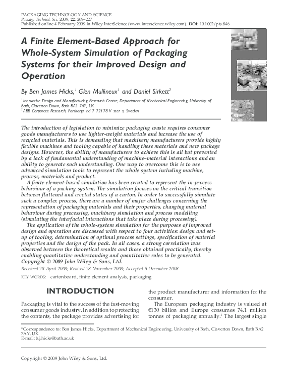 Pdf A Finite Element Based Approach For Whole System Simulation Of