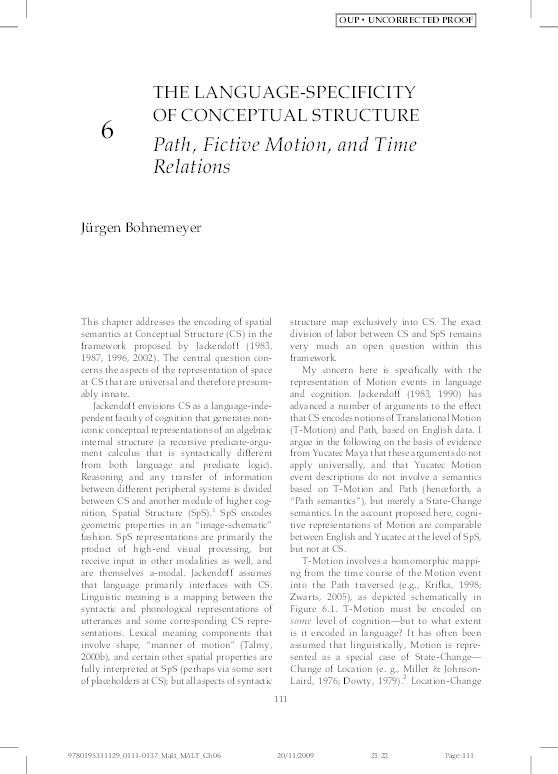 (PDF) The language-specificity of Conceptual Structure: Path, Fictive Motion, and time relations