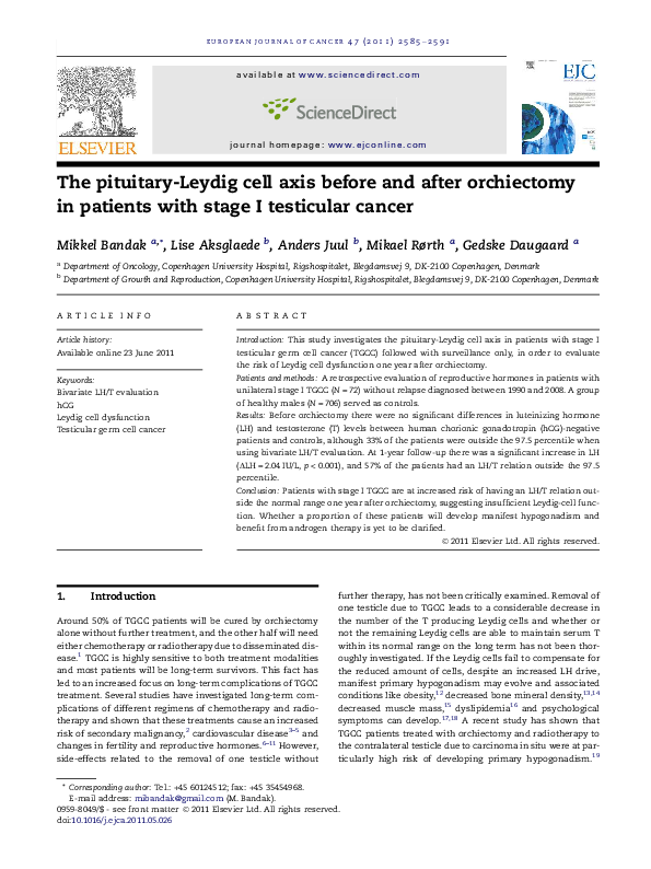 (PDF) The pituitary-Leydig cell axis before and after orchiectomy in ...