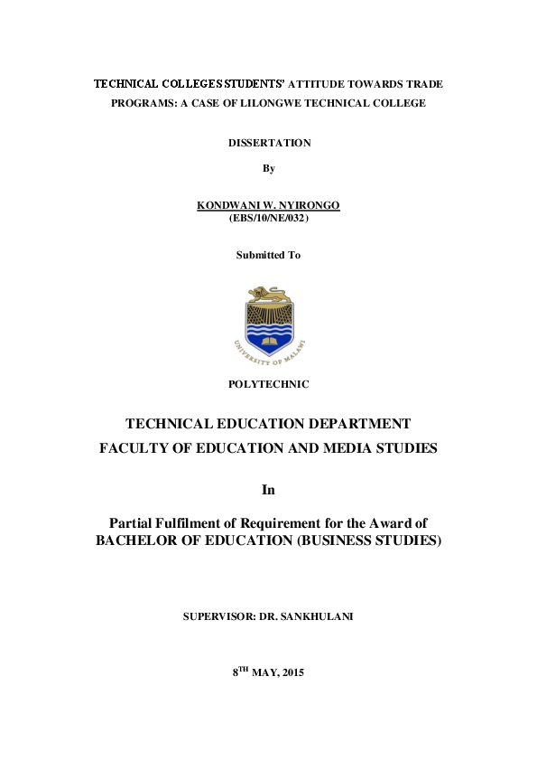 (PDF) TECHNICAL COLLEGES STUDENTS’ ATTITUDE TOWARDS TRADE PROGRAMS: A ...