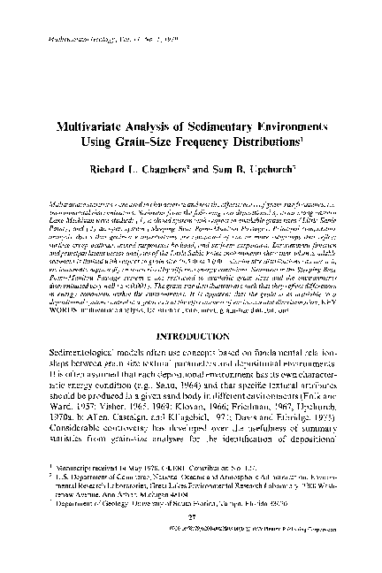 Pdf Multivariate Analysis Of Sedimentary Environments Using Grain Size Frequency Distributions