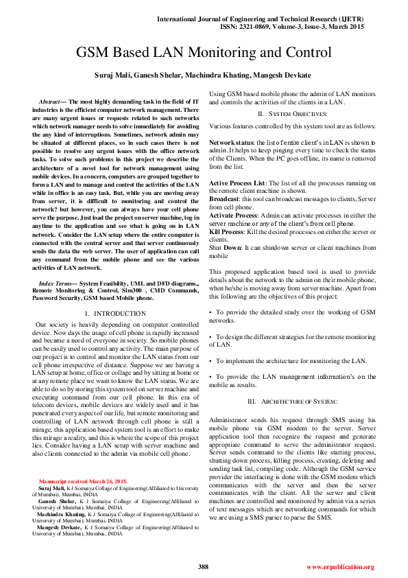 (PDF) GSM Based LAN Monitoring and Control