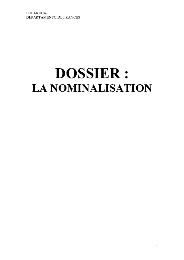 (PDF) DOSSIER LA NOMINALISATION