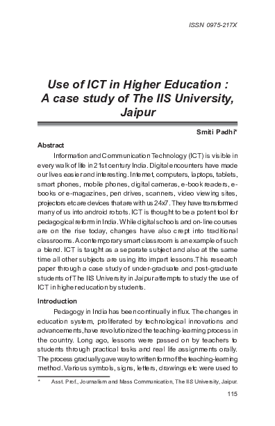(PDF) Use of ICT in Higher Education : A case study of The IIS ...