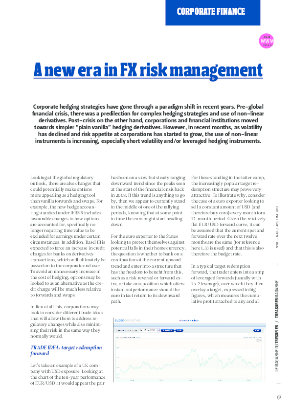 (PDF) Hedging with TARFs A new era in FX risk management