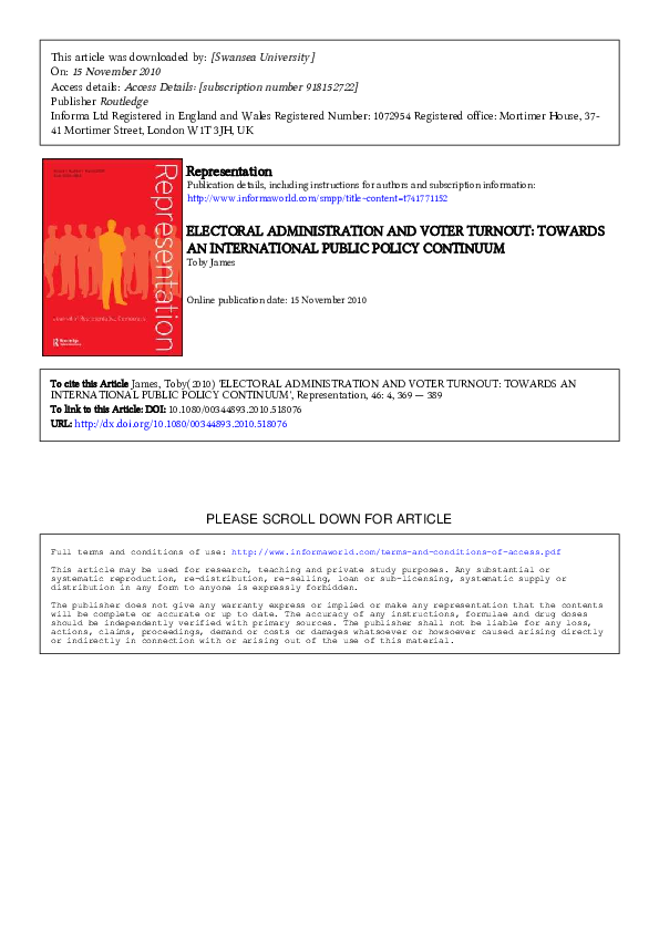 (PDF) Electoral administration and voter turnout: Towards an ...