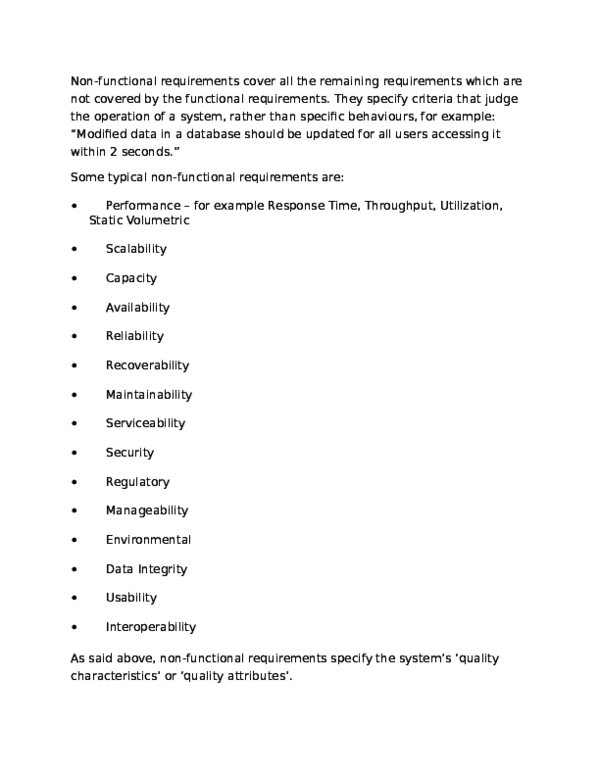 database functional requirements example
