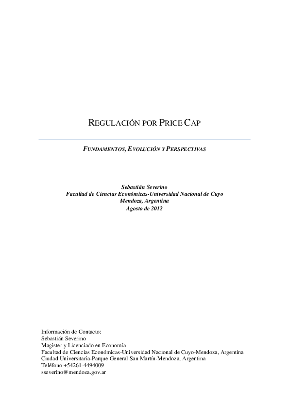 (PDF) Severino-Esquema Tarifario y Price Caps