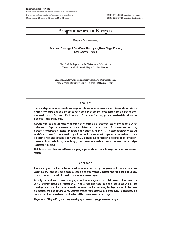 (PDF) Programación por capas