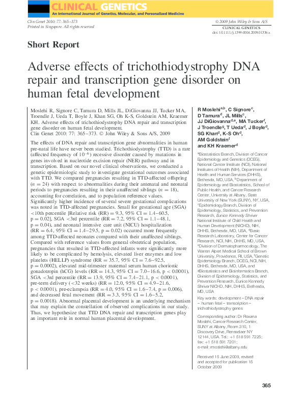 (PDF) Adverse effects of trichothiodystrophy DNA repair and ...