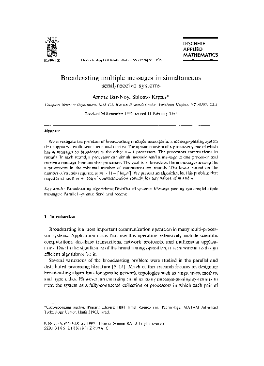 (PDF) Broadcasting multiple messages in simultaneous send/receive systems