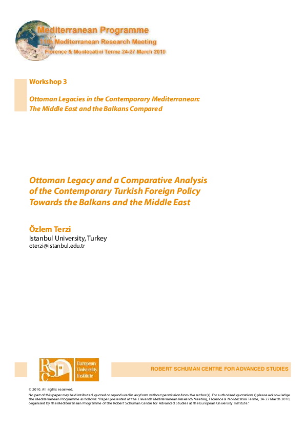 (PDF) Ottoman Legacy and a Comparative Analysis of the Contemporary Turkish Foreign Policy ...